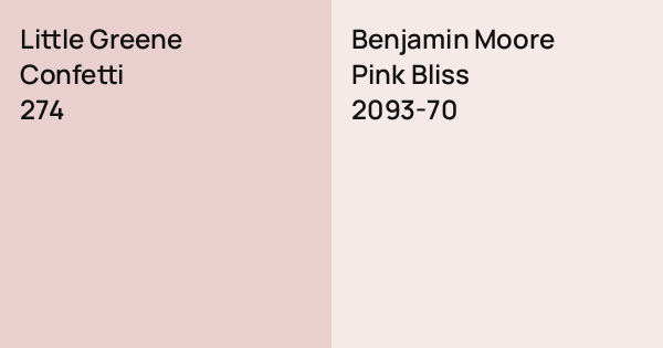 Little Greene Confetti vs. Benjamin Moore Pink Bliss comparison