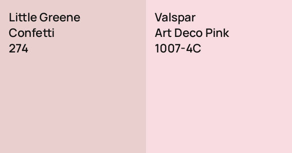 Little Greene Confetti vs. Valspar Art Deco Pink comparison