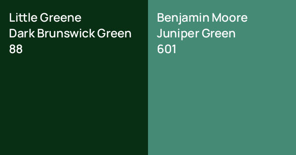 Little Greene Dark Brunswick Green vs. Benjamin Moore Juniper Green ...