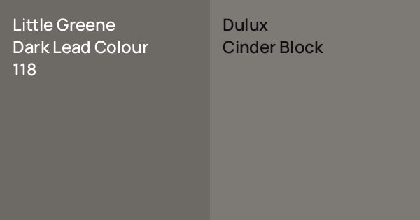Little Greene Dark Lead Colour vs. Dulux Cinder Block comparison