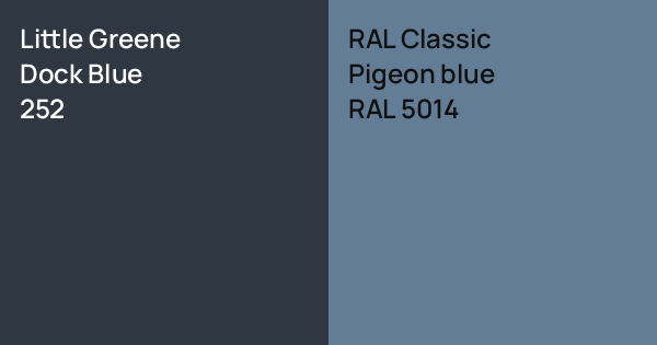 Little Greene Dock Blue vs. RAL Classic Pigeon blue comparison