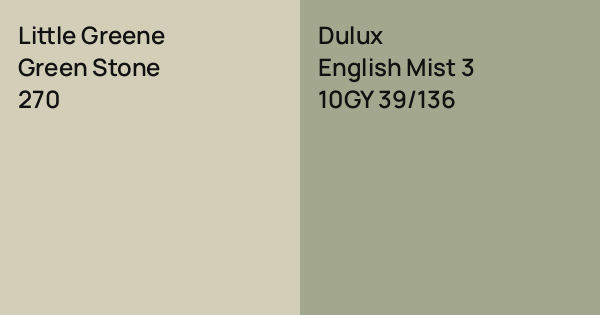 Little Greene Green Stone vs. Dulux English Mist 3 comparison