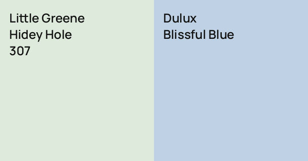 Little Greene Hidey Hole vs. Dulux Blissful Blue comparison