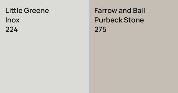 Little Greene Inox vs. Farrow and Ball Purbeck Stone comparison