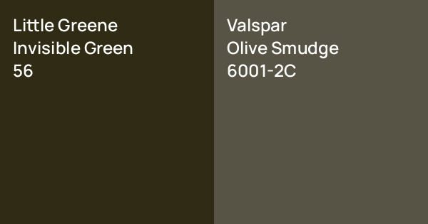 Little Greene Invisible Green vs. Valspar Olive Smudge comparison
