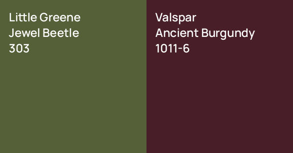Little Greene Jewel Beetle vs. Valspar Ancient Burgundy comparison