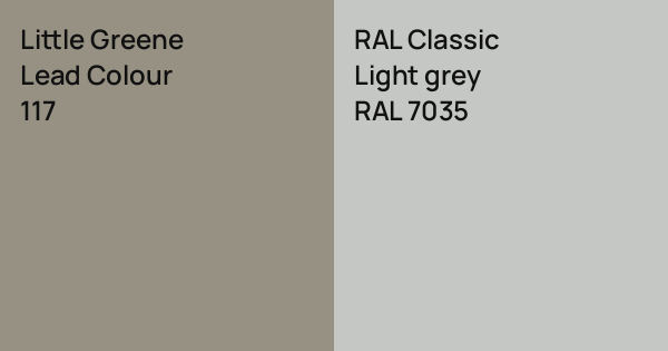 Little Greene Lead Colour vs. RAL Classic Light grey comparison