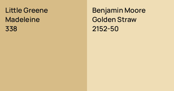 Little Greene Madeleine vs. Benjamin Moore Golden Straw comparison