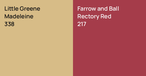 Little Greene Madeleine vs. Farrow and Ball Rectory Red comparison