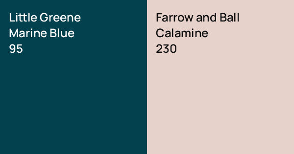 Little Greene Marine Blue vs. Farrow and Ball Calamine comparison