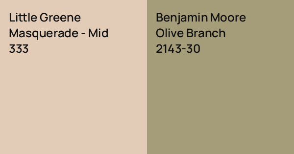 Little Greene Masquerade - Mid vs. Benjamin Moore Olive Branch comparison