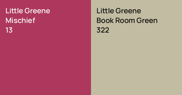 Little Greene Mischief vs. Little Greene Book Room Green comparison