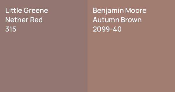 Little Greene Nether Red vs. Benjamin Moore Autumn Brown comparison