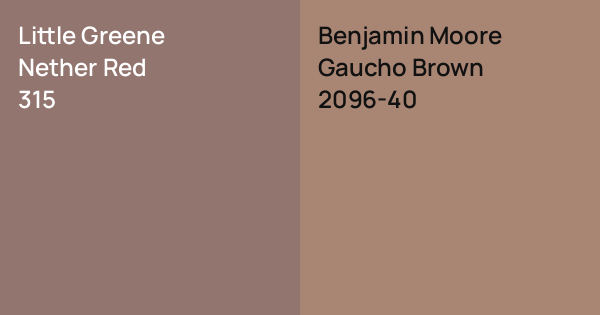 Little Greene Nether Red vs. Benjamin Moore Gaucho Brown comparison