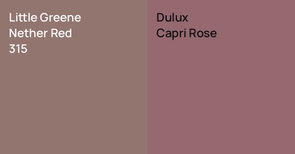 Little Greene Nether Red vs. Dulux Capri Rose comparison