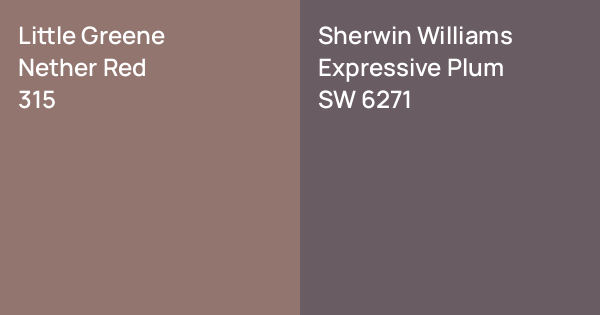 Little Greene Nether Red vs. Sherwin Williams Expressive Plum comparison