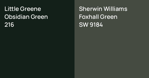 Little Greene Obsidian Green vs. Sherwin Williams Foxhall Green comparison