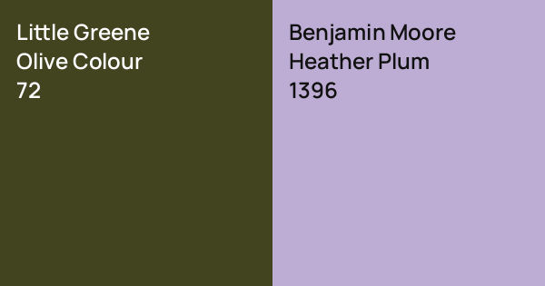 Little Greene Olive Colour vs. Benjamin Moore Heather Plum comparison