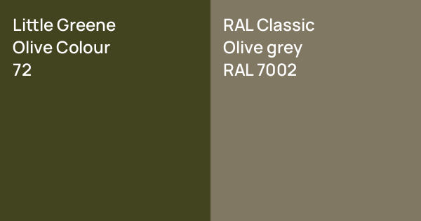 Little Greene Olive Colour vs. RAL Classic Olive grey comparison