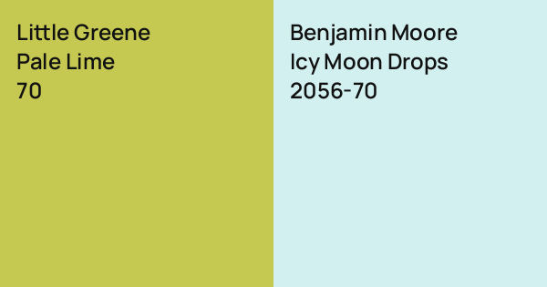 Little Greene Pale Lime vs. Benjamin Moore Icy Moon Drops comparison