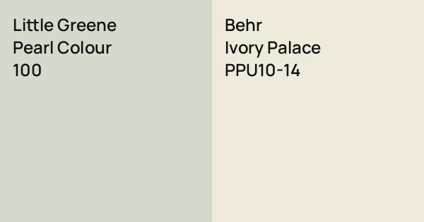 Little Greene Pearl Colour vs. Behr Ivory Palace comparison