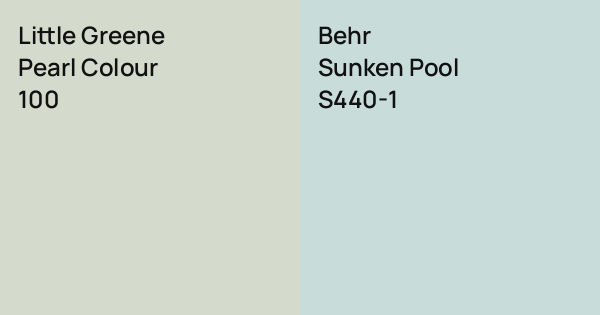 Little Greene Pearl Colour vs. Behr Sunken Pool comparison