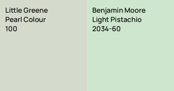 Little Greene Pearl Colour vs. Benjamin Moore Light Pistachio comparison