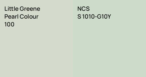 Little Greene Pearl Colour vs. NCS S 1010-G10Y comparison