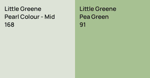 Little Greene Pearl Colour - Mid vs. Little Greene Pea Green comparison