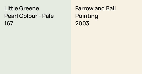 Little Greene Pearl Colour - Pale vs. Farrow and Ball Pointing comparison