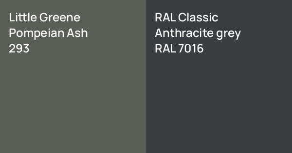 Little Greene Pompeian Ash vs. RAL Classic Anthracite grey comparison