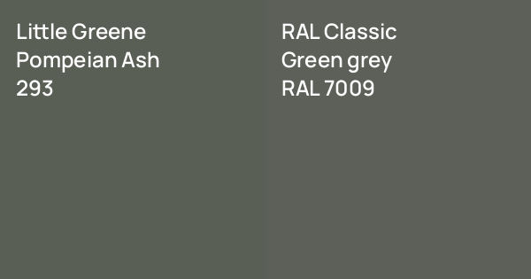 Little Greene Pompeian Ash vs. RAL Classic Green grey comparison