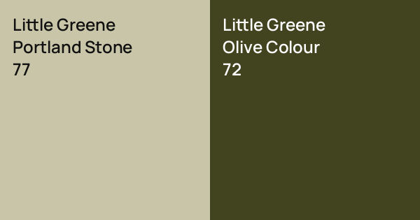 Little Greene Portland Stone vs. Little Greene Olive Colour comparison