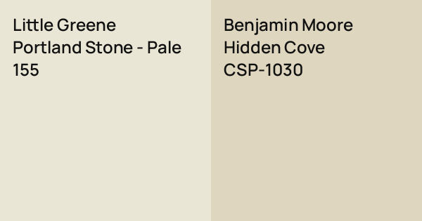 Little Greene Portland Stone - Pale vs. Benjamin Moore Hidden Cove ...