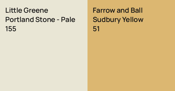 Little Greene Portland Stone - Pale vs. Farrow and Ball Sudbury Yellow ...