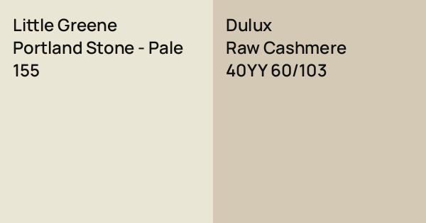 Little Greene Portland Stone - Pale vs. Dulux Raw Cashmere comparison