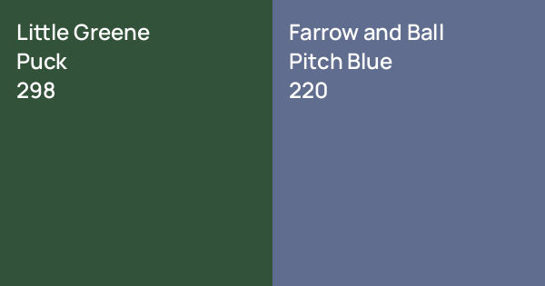 Little Greene Puck vs. Farrow and Ball Pitch Blue comparison