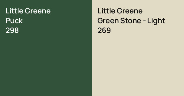 Little Greene Puck vs. Little Greene Green Stone - Light comparison