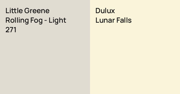 Little Greene Rolling Fog - Light vs. Dulux Lunar Falls comparison