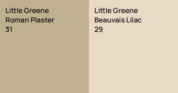 Little Greene Roman Plaster vs. Little Greene Beauvais Lilac comparison