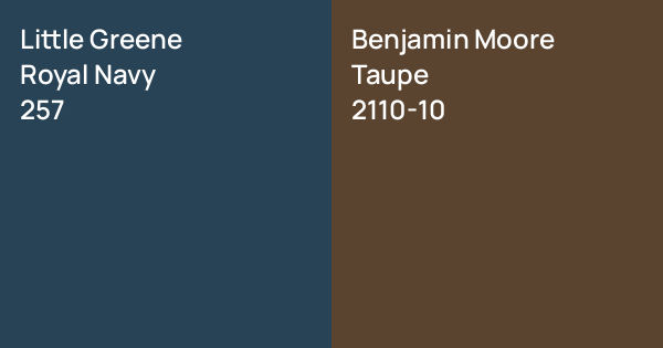 Little Greene Royal Navy vs. Benjamin Moore Taupe comparison