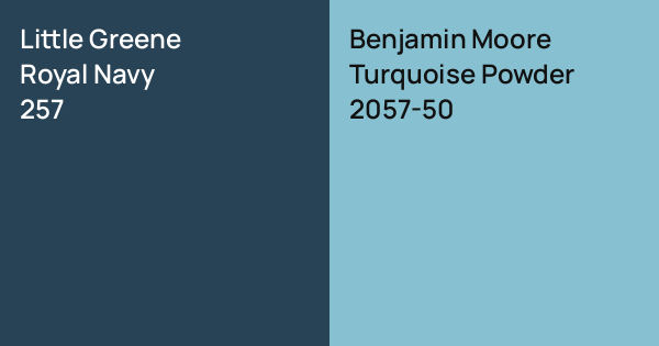Little Greene Royal Navy vs. Benjamin Moore Turquoise Powder comparison