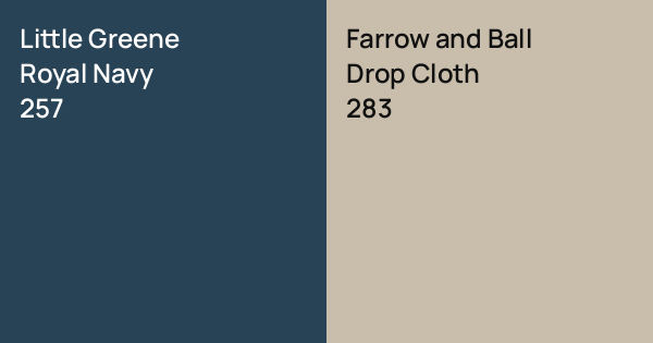 Little Greene Royal Navy vs. Farrow and Ball Drop Cloth comparison
