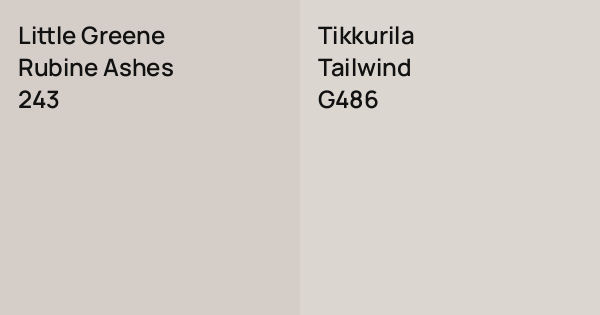 Little Greene Rubine Ashes vs. Tikkurila Tailwind comparison
