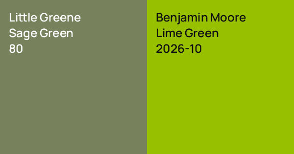 Little Greene Sage Green vs. Benjamin Moore Lime Green comparison