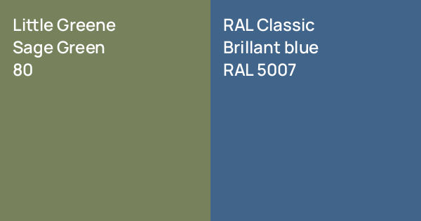Little Greene Sage Green vs. RAL Classic Brillant blue comparison