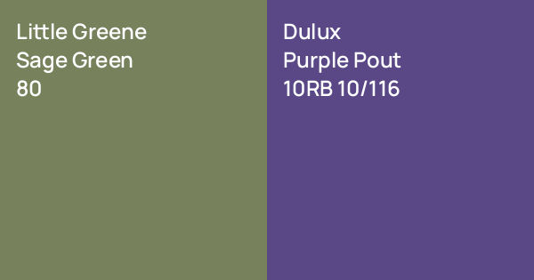 Little Greene Sage Green vs. Dulux Purple Pout comparison