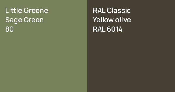 Little Greene Sage Green vs. RAL Classic Yellow olive comparison