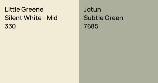 Little Greene Silent White - Mid vs. Jotun Subtle Green comparison