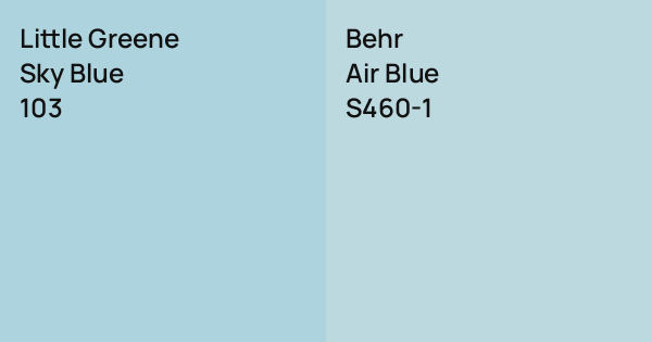 Little Greene Sky Blue vs. Behr Air Blue comparison